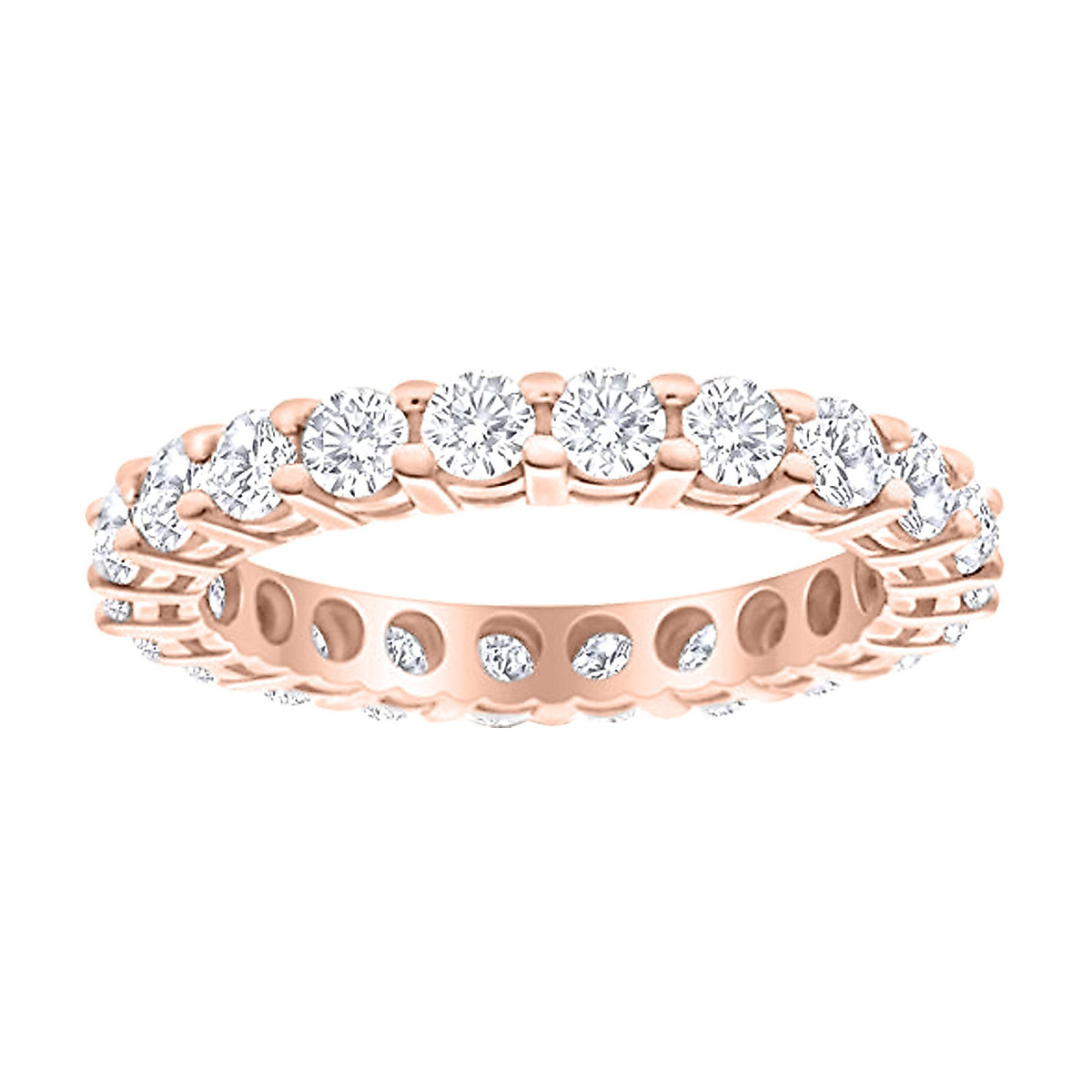 1 Carat (ctw) 14K Rose Gold Round Diamond Ladies Eternity Wedding Anniversary Stackable Ring Band Premium Collection