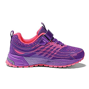 UBFEN Kids Sneakers Boys Girls Tennis Shoes for Running Athletic Walking Gym Sports Lightweight Breathable A Purple