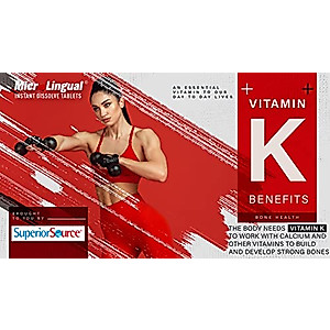 Superior Source Vitamin K2 MK-7 (Menaquinone-7), 100 mcg, Quick Dissolve Sublingual Tablets, 60 Count, Healthy Bones and Arteries, Immune & Cardiovascular Support, Assists Protein Synthesis, Non-GMO