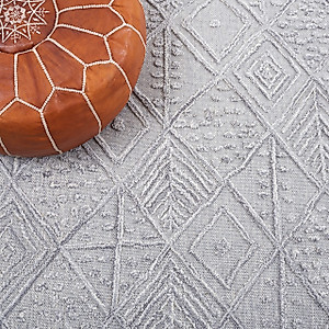 SAFAVIEH Textural Collection Area Rug - 8' x 10', Grey, Handmade Wool, Ideal for High Traffic Areas in Living Room, Bedroom (TXT202F)