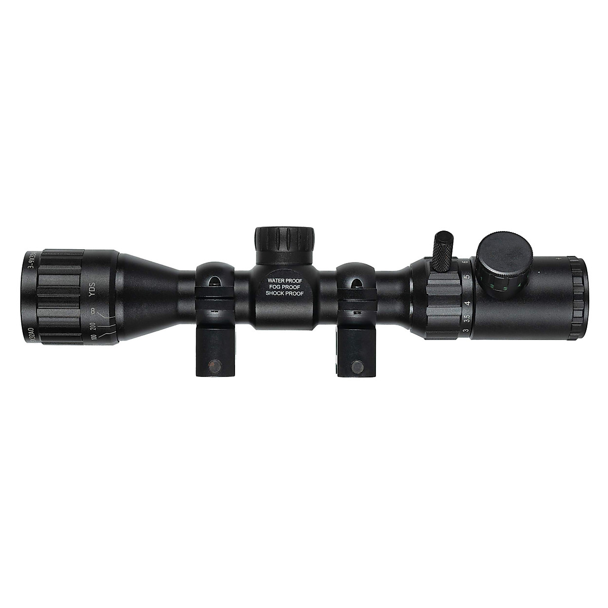Monstrum 3-9x32 AO Rifle Scope with Illuminated Range Finder Reticle and Parallax Adjustment | Black