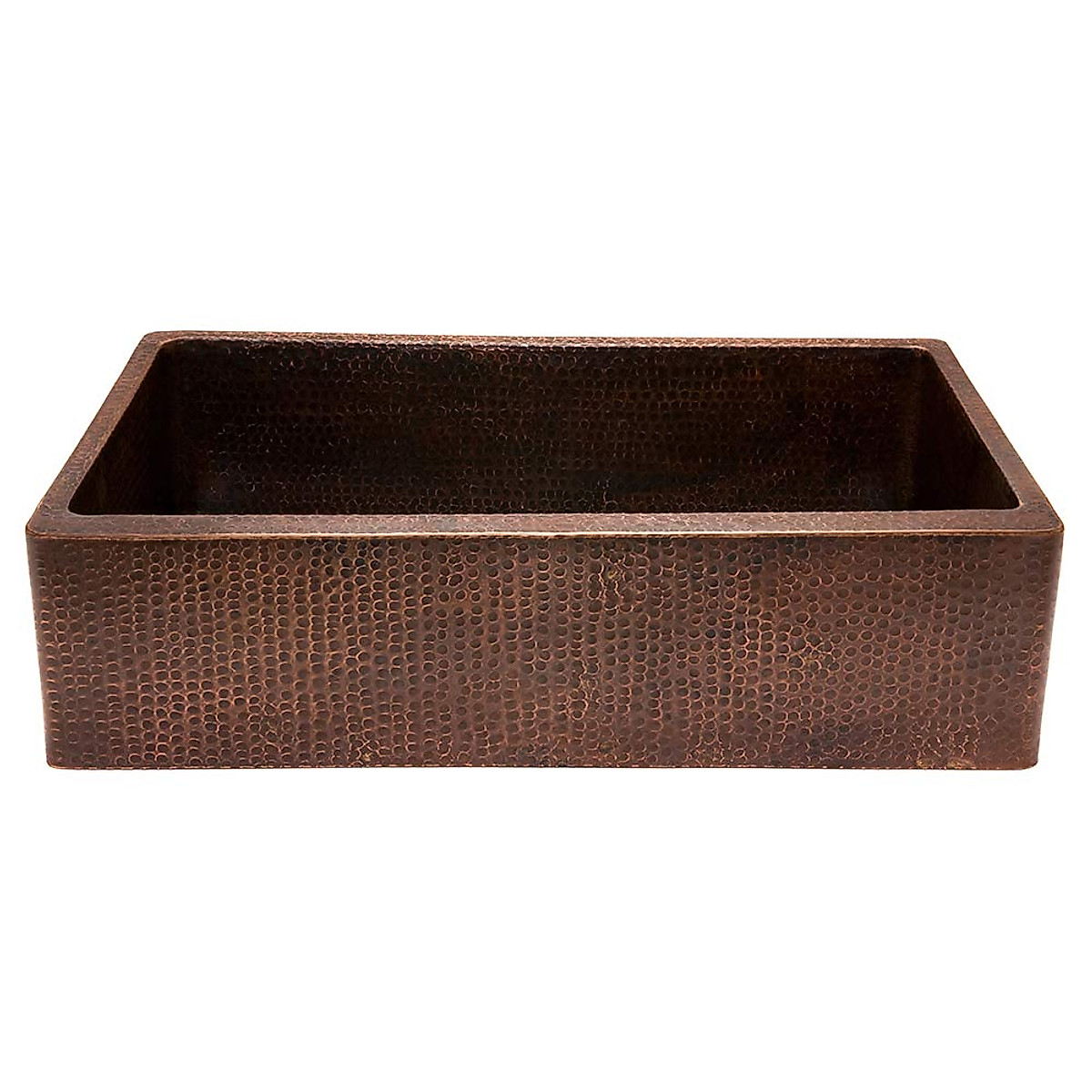 Premier Copper Products KASDB35229 35-Inch Copper Hammered Kitchen Apron Single Basin Sink, Oil Rubbed Bronze