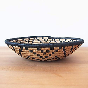 African Basket- Kitale/Rwanda Basket/Woven Bowl/Sisal & Sweetgrass Basket/Black, Tan