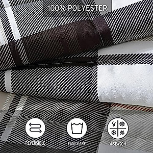 Eddie Bauer - Queen Comforter Set, Plaid Reversible Bedding, Stylish & Warm Home Decor (Normandy Grey, Queen),Grey/White/Beige