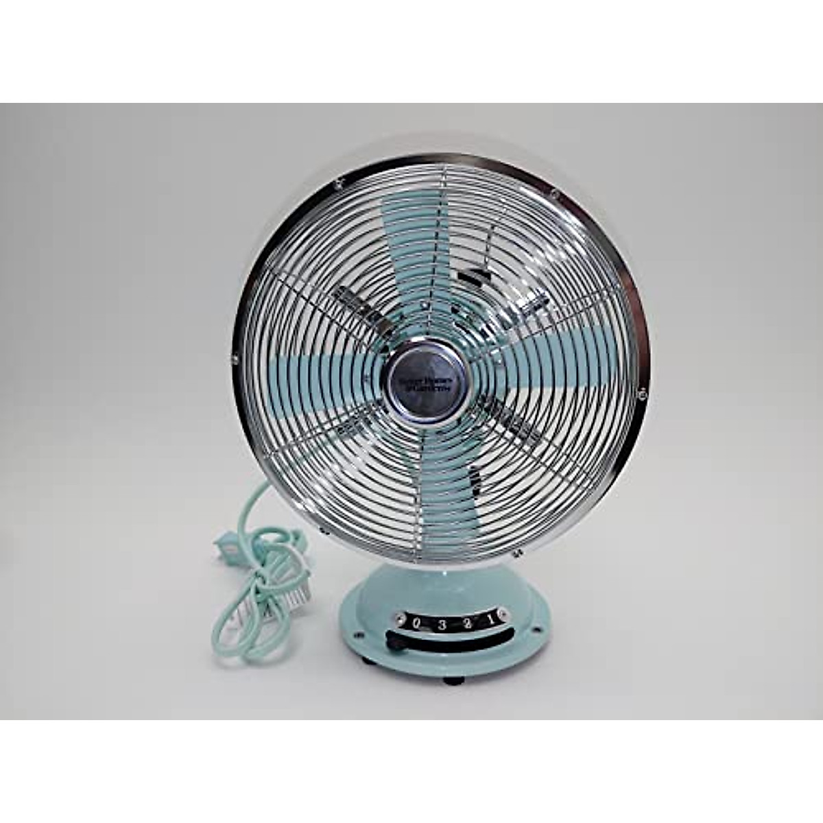 8" All Metal Durable Tabletop Fan Retro Antique Style 3 Speed Oscillating Desk, Mint