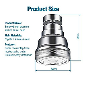 Srmsvyd Kitchen Faucet Sprayer Head Attachment 360° Rotatable Soild Brass Moveable Kitchen Tap Head High Pressure Faucet Booster Easy to Wash Dishes Wash Vegetables and Wash Fruits(soild brass)