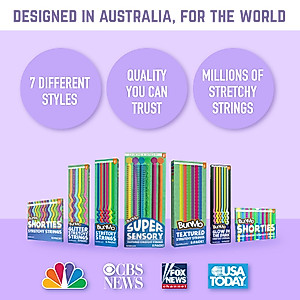 BUNMO Super Sensory Stretchy Strings 6pk | Calming & Textured Monkey Stretch Noodles | Sensory Toys for Autistic Children | Stress Relief & Anxiety Toys for Kids | Hours of Fun for Kids