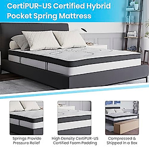 Flash Furniture Capri Comfortable Sleep 10" Hybrid Pocket Spring and Foam Mattress in a Box, Foam Pocket Spring Hybrid Mattress, Queen