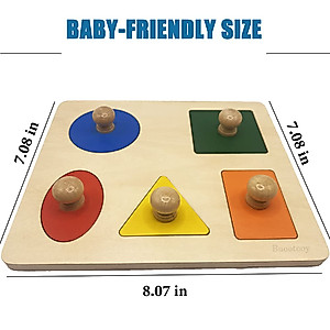 Montessori Multi Shape Wooden Puzzle Toy Baby Toddler First Jumbo Wood Peg Educational Basic (5 Geometry Shape)