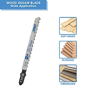 AIKENSAI 30 x T101B 4 Inch 10TPI Jigsaw Blades T Shank for Wood Jig Saw Blade Set Jig Saw Blades for Wood Compatible with Power Jig Saws RYOBI Milwaukee Makita Bosch DeWalt etc