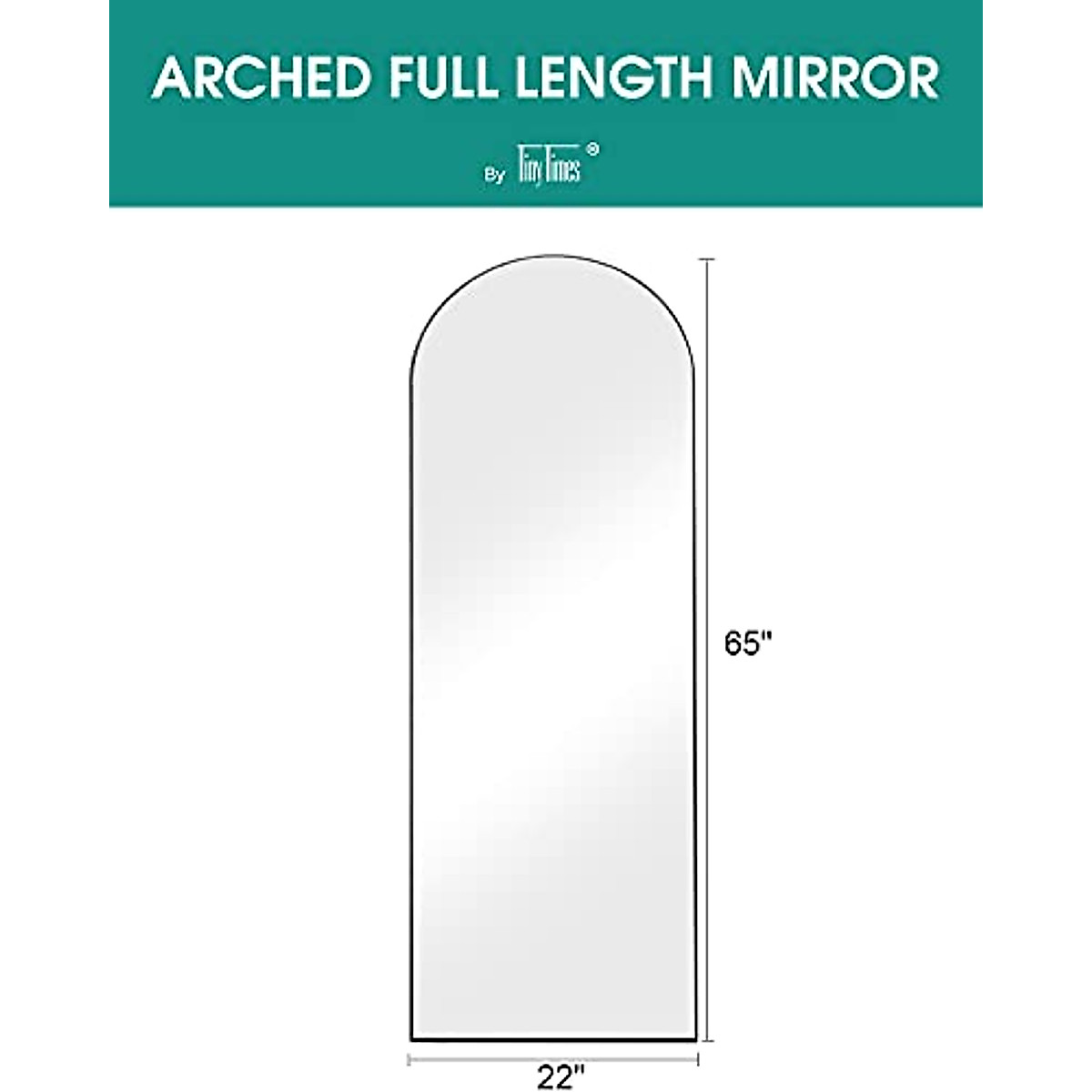 TinyTimes 65''x22'' Arched Full Length Mirror, Floor Mirror with Stand, Full Body Mirror, Wall Mirror, Modern & Contemporary Full Length Mirror, Aluminum Alloy Frame - Black