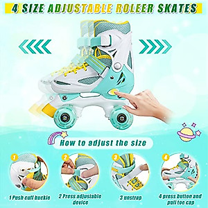 Nattork Boys Roller Skates for Kids, 3 Sizes Adjustable Toddler Roller Skates with All Light up 8 Wheels of Boy's Skates Shine, Safe and Fun for Indoor Outdoor Sports