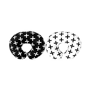 Mila Millie Premium Quality 2 Pack Nursing Pillow Covers Nordic Swiss Black & White Unisex Design Slipcovers - 100% Cotton Hypoallergenic (Black & White)