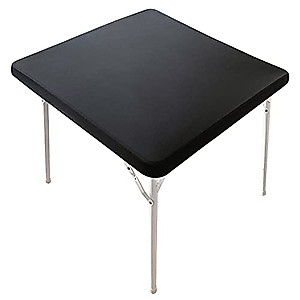 Monibana Cocktail Fitted Spandex Stretch Square Table Covers Caps Elastic Square Tablecloth Black Table Topper 34x34 Inch