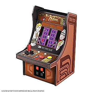 My Arcade Micro Player Mini Arcade Machine: Elevator Action Video Game, Fully Playable, 6.75 Inch Collectible, Color Display, Speaker, Volume Buttons, Headphone Jack, Battery or Micro USB Powered