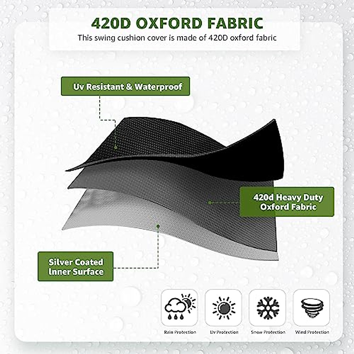 Patio Swing Cushion Cover Replacement Waterproof Outdoor Swing Seat Cover 3 Seater Dustproof Protective Covers for 3 Seat Garden Swing Chair Cushions (Only Cover, No Cushion) 59x59x4 Inch
