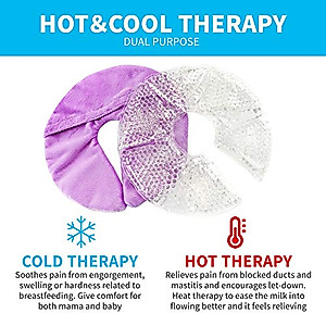 Breast Therapy Ice Pack, Breastfeeding Gel Pad, Nursing Pain Relief for Mastitis, Nipple Pain Relief Breastfeeding, plugged ducts, Lactation Pain, Engorgement and Mastitis (Purple)