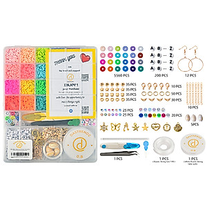 DASTRENDZ 6000+ Polymer Clay Beads Bracelet Making Kit Flat Round Clay Beads Heishe Beads for Jewelry Bracelets Necklace Making Kit Adult Kidz, Fun Craft Kit, Teen Girl Gifts Jewelry Making Kit