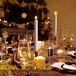 Arora Remote Control Flameless Taper Candles, S/6 3D Flickering Battery Operated LED Window Candles Encased with Real Wax to Light Up Your Home