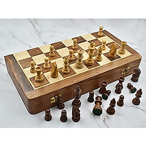 STORE INDYA Handmade Premium Wooden Magnetic Folding Chess Board Set with Storage Box -12 Inch| Travel Chess Board Game |Tournament Chess Set| Strategy Educational Board Games for Kids Adults Teens