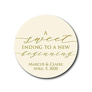 A Sweet Ending to a new Beginning- Wedding Favor Stickers