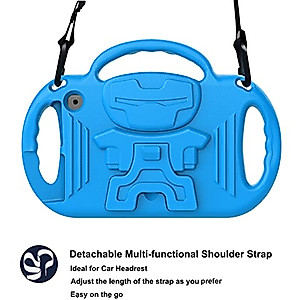 LTROP Kindle Fire 7 Tablet Case, Fire 7 2019/2017 Case for Kids - Light Weight Handle Stand Shoulder Strap Child-Proof Case for Fire 7-inch Display Tablet (9th Generation & 7th Gen) - Blue