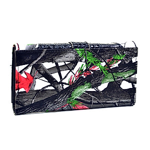 Western Purse Rhinestone Buckle Accent Handbag & Matching Wallet Set - Red/Black/White