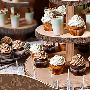 Ayfjovs 5 Tiered Wood Cupcake Stand, Rustic Wood Cake Stand, Wood Dessert Display Stand, Detachable Wood Slices Round Cupcake Tower Holder for Party and Rustic Wedding Decoration