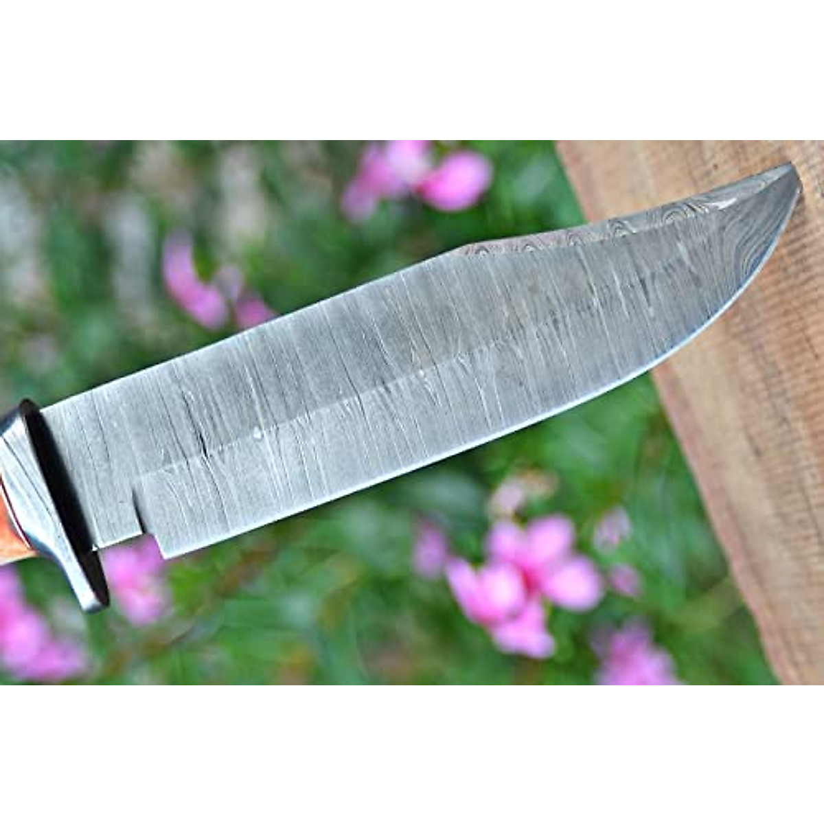UK UNIQUE SHARP KNIVES BK-3004 Handmade Damascus Steel 12.00 Inches Damascus Steel Hunting Knife - Coloured Camel Bone Brass Spicer Handle With Damascus Gurd/pommel
