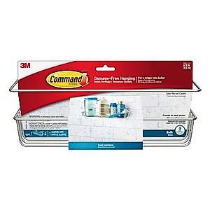Command BATH31-SN-ES, Heavy Duty Shower, Satin Nickel, 1-Caddy, 1-Prep Wipe, 4-Water-Resistant Strips, Organize Damage-Free, 0
