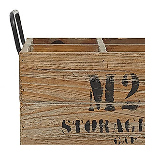 Deco 79 Wood 6 Bottle Wine Holder with Handles, 16" x 9" x 8", Brown