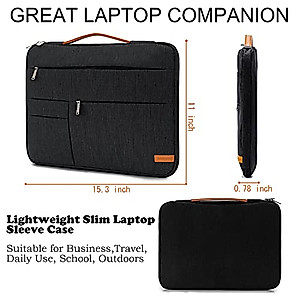 KINGSLONG 16 inch Laptop Sleeve Bag, Slim Lightweight Multiple Pockets Computer Cover Notebook Ultrabooks Carrying Case fit for Acer Asus Dell Lenovo HP Toshiba, Black