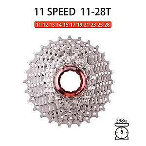 Rwlre Bicycle Freewheel, MTB Road Bike 8/9/10/11/12 Speed Cassette 8-12S 25T/28T/32T/34T/36T Mountain Bicycle Sprocket K7 Folding Bicycle for SHI SR (Color : 11S-28T Road)