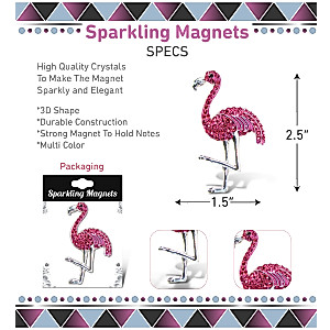 CoTa Global Sparkling Pink Flamingo Refrigerator Magnet - Elegant Pink Rhinestone Crystals, Cute Flamingo Magnet for Kitchen Fridge, Locker, Cute Home Flamingo Decor, Flamingo Kitchen Gifts - 2.5 Inch
