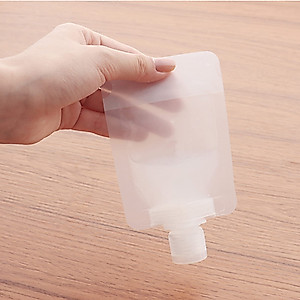 Portable Travel Fluid Makeup Packing Bag Transparent Clamshell Packaging Bag Plastic Stand Up Spout Pouch Refillable Empty Squeeze Pouch for Lotion/Shampoo/Face Cream/Hand Soap (10 Pcs) Gift Funnel
