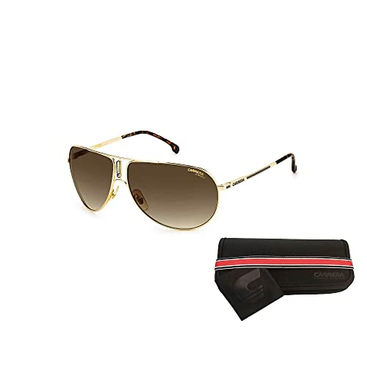 Carrera GIPSY65 0J5G/HA 64MM Gold/Brown Gradient Aviator Sunglasses for Men for Women + BUNDLE With Designer iWear Complimentary Eyewear Kit CAGIPSY65 64