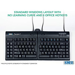 KINESIS Freestyle2 USB-C Ergonomic Keyboard w/ VIP3 Lifters for PC (9" Separation) (KB820PB-US)