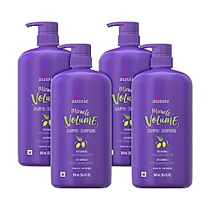 Aussie For Fine Hair Paraben-free Miracle Volume Shampoo With Plum & Bamboo, (Pack of 4)