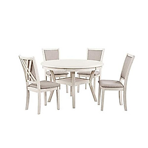 New Classic Furniture Amy 5-Piece Dining Table Set, Beige and Brown