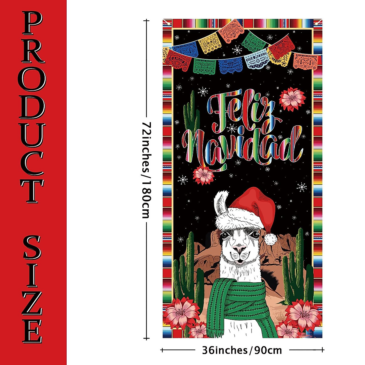 Feliz Navidad Door Cover Feliz Navidad Photo Backdrop Camino De Mesa Navideño Mexican Christmas Xmas Holiday Winter Decorations and Supplies for Home Party