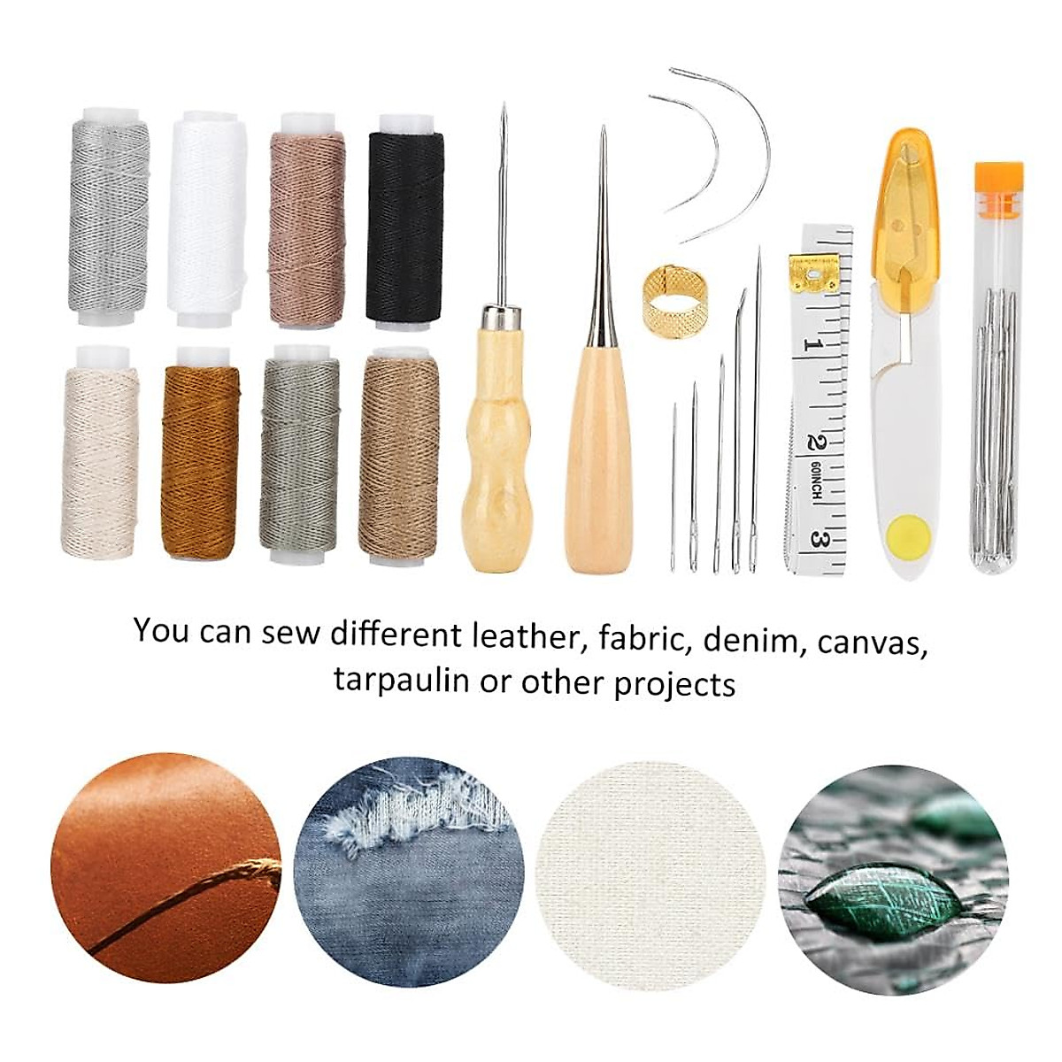 [Premium Leatherworking Tools DIY Set - Includes Thread Awls & Accessories - Complete Leather Craft Supplies for Beginners - Leather Stitching Kit and Craft Starter Set]