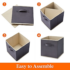 Lifewit 6 Packs 11 Inch Storage Cubes Foldable Fabric Bins and 6 Packs 75L Under Bed Storage Containers with Reinforced Handle Thick Fabric for Comforters, Blankets, Bedding, Grey