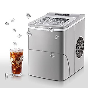 Electactic Ice Maker, Commercial Ice Machine,100Lbs/Day, Stainless Steel Ice Machine with 30 Lbs Capacity, Ideal for Restaurant, Bars, Home and Offices, Includes Scoop