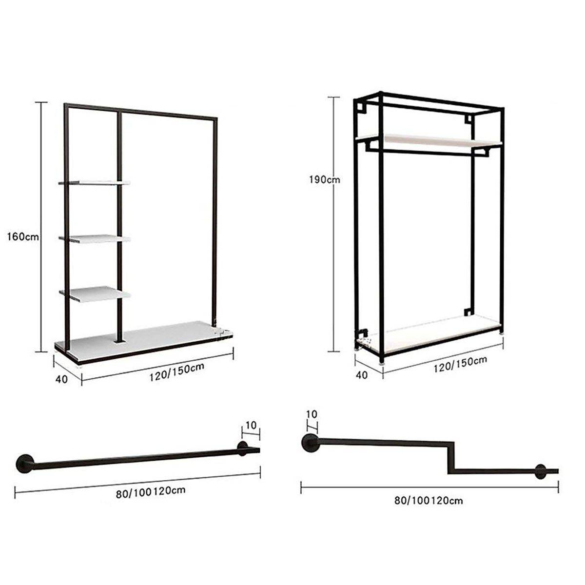 JIAO PAI Garment Racks Metal Coat Rack, Vertical Heavy Clothing Tidy Rails Boutique Clothing Store Storage Display Stand Multifunction Save Space Sturdy Long skirt and jacket stand
