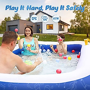 Inflatable Swimming Pool for Kids,120"x72"x22" Full-Sized Family Swim & Ball Pool for 2 3 4 5 Years Old Kids and Adults, Summer Swim Center for Garden and Backyard