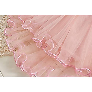 Krogubis 0-2T Baby Girls Floral Lace Tulle Dresses Infant Kids Flower Wedding Bridesmaid Dress Birthday Party Pageant Dress (Pink, 12-18Months), 12-18 Months