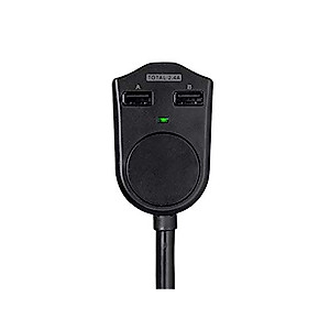 Monoprice 6 Outlet Power Surge Protector - 6 Feet Cord - Black| 2 Port USB Charger on the Plug, 1080 Joules