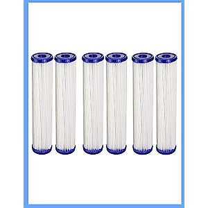 Compatible Pentek S1 20 Micron Standard 10 x 2.5 Inch Pleated Sediment Water Filter 6 Pack