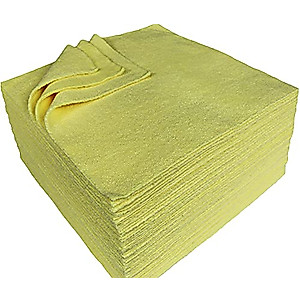 Detailer's Preference Edgeless Microfiber Cleaning Cloths – Bulk Car Detailing Towels for Washing and Drying (300 GSM, 12 x 12 Inches, Yellow, 50 Pack)
