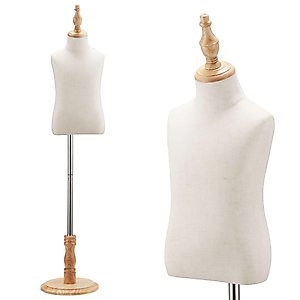 Spurgehom Kid Dress Form Adjustable Child Mannequin Body with Wood Base Toddler Clothes Mannequin Pinnable Dress Form for Apparel Scarf Window Shop Display, 4-5 Years Old